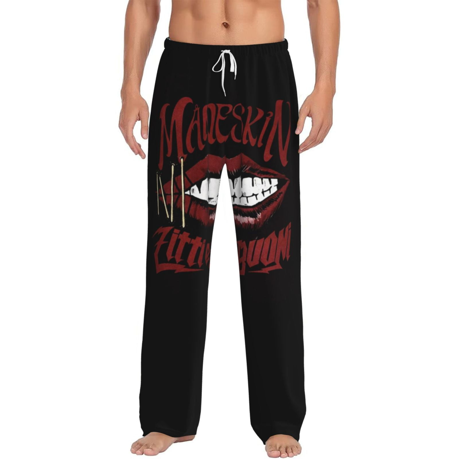 Maneskin Anime Cartoon All-Over Print Men'S Black Pajama Pants ...