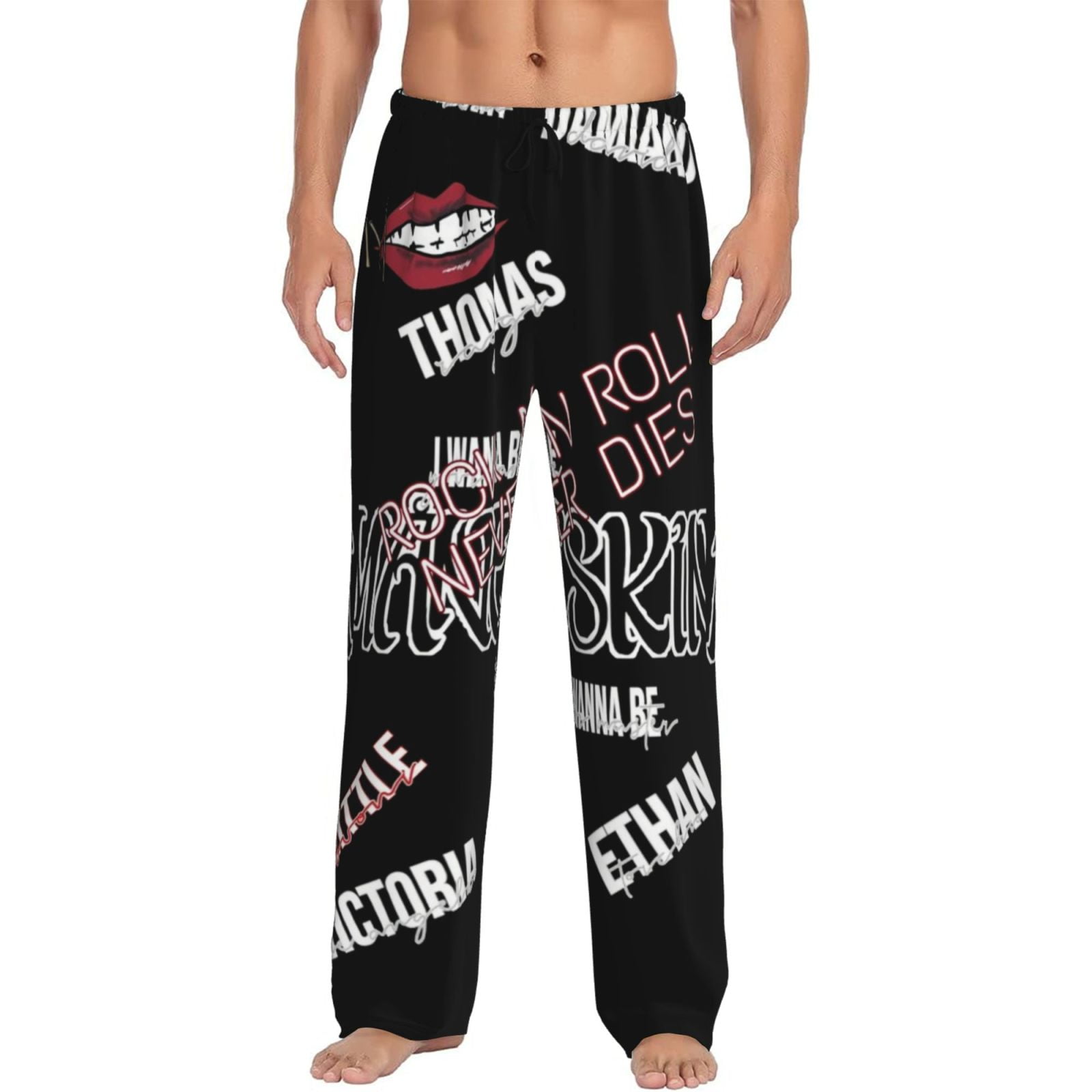 Maneskin Anime Cartoon All-Over Print Men'S Black Pajama Pants ...