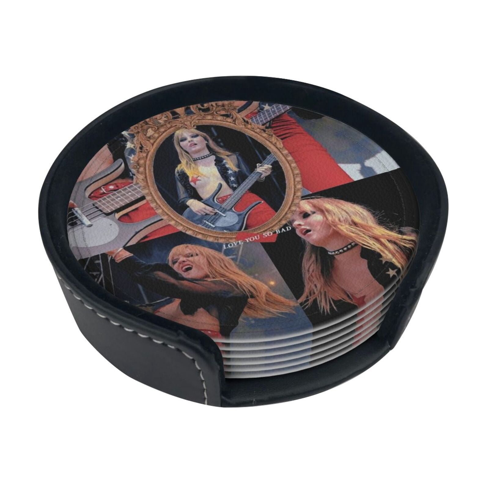 Maneskin Anime Funny Coasters,6 Pcs Leather Coasters That Protect ...