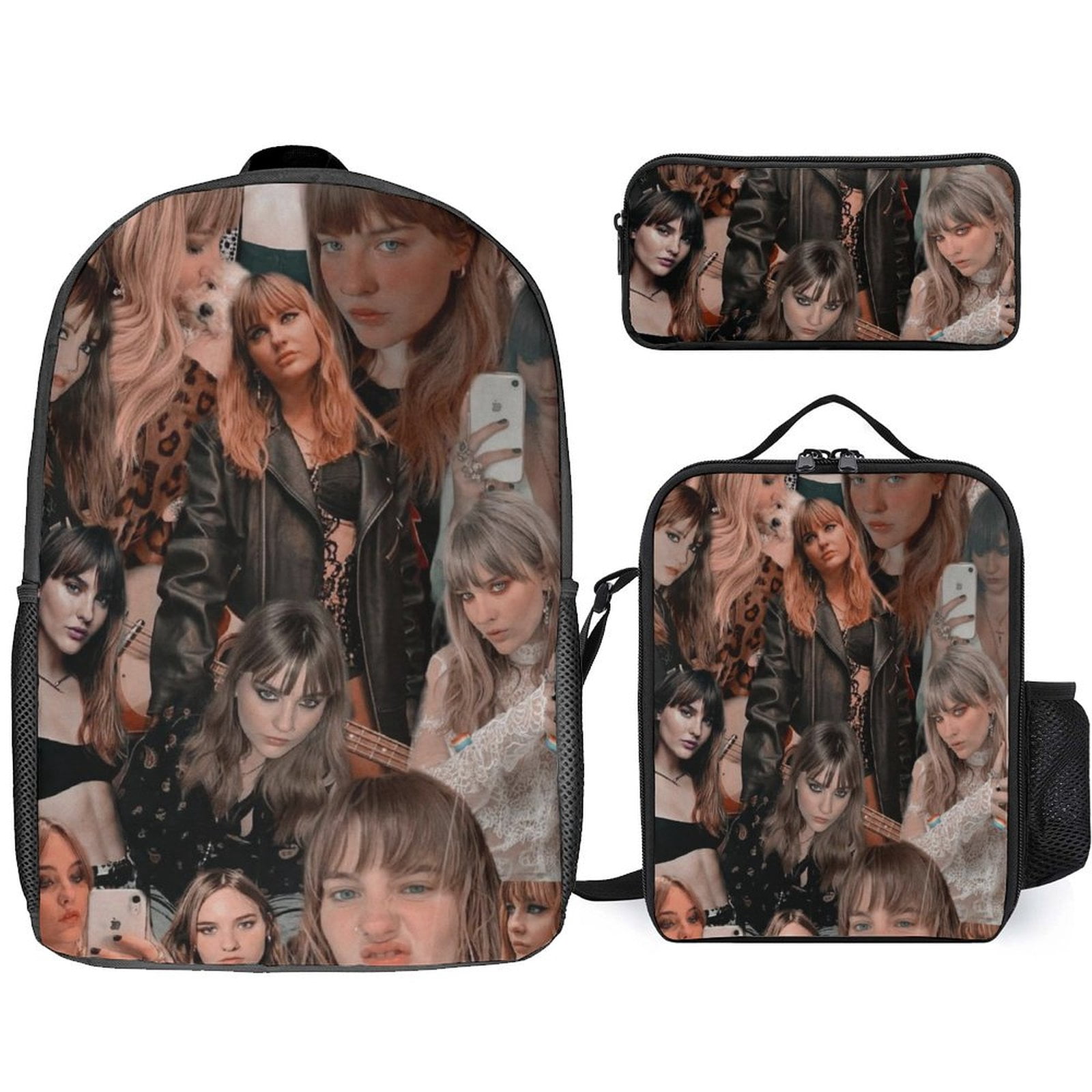 Maneskin Anime Print School Bag 3 Pcs Set, Backpack, Lunch Bag, Pencil ...