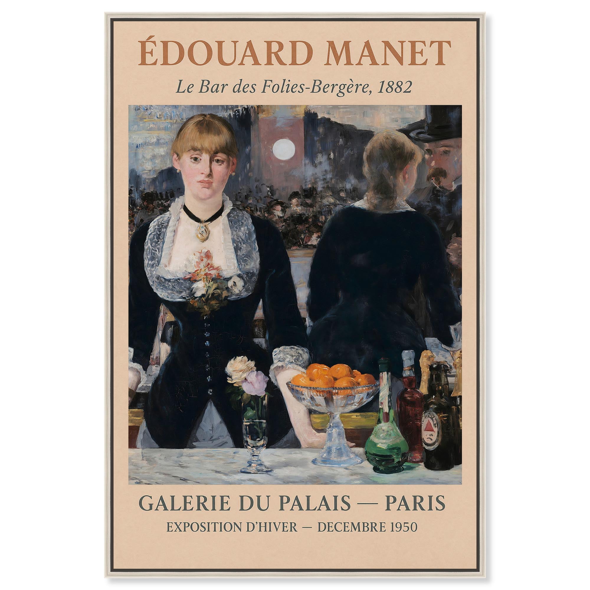 Manet's Famous Bar Canvas Vintage Art Poster by Art Remedy, Silver ...