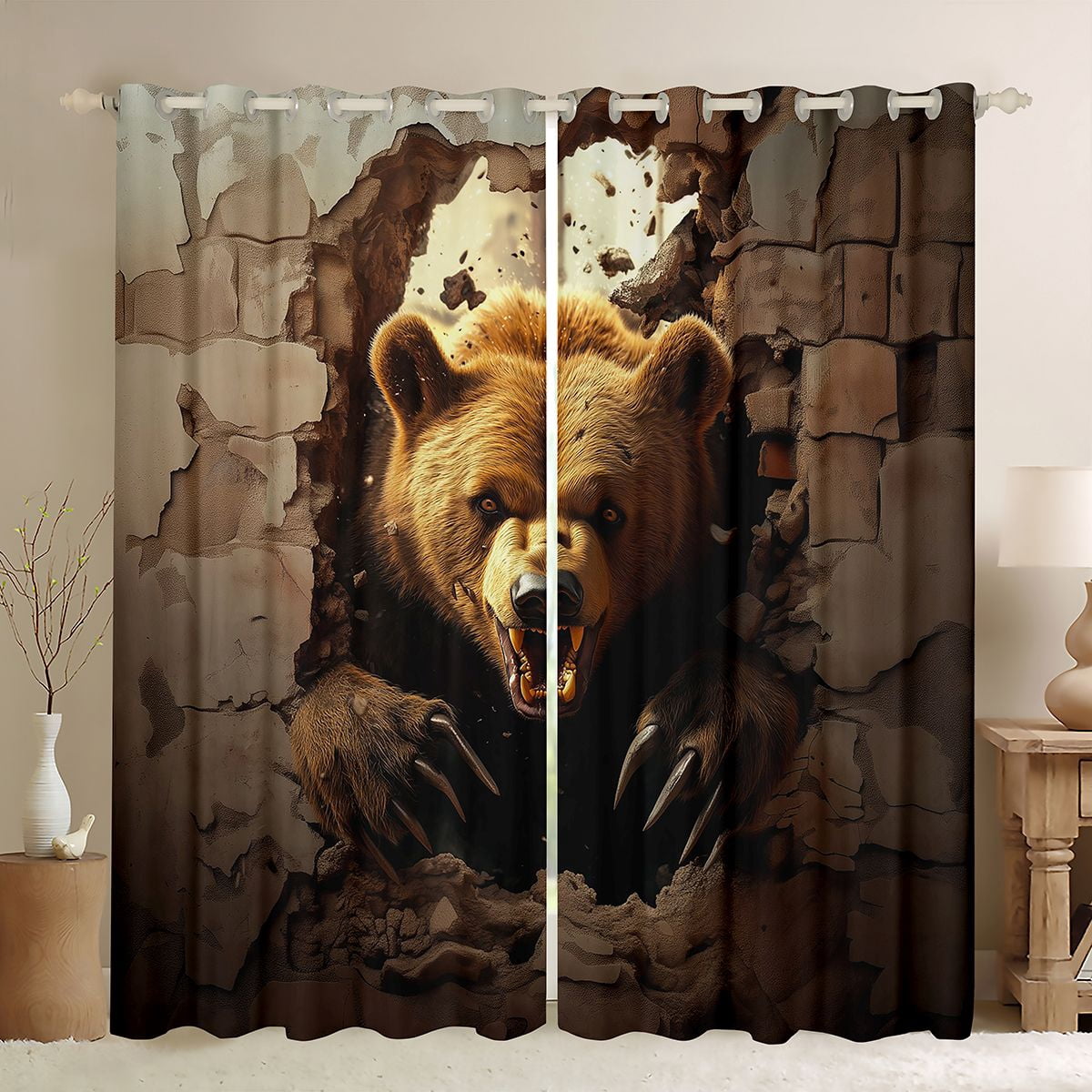 Homewish 3D Bear Animal Curtains Pack of 2 (42x84 Each) for Adult ...