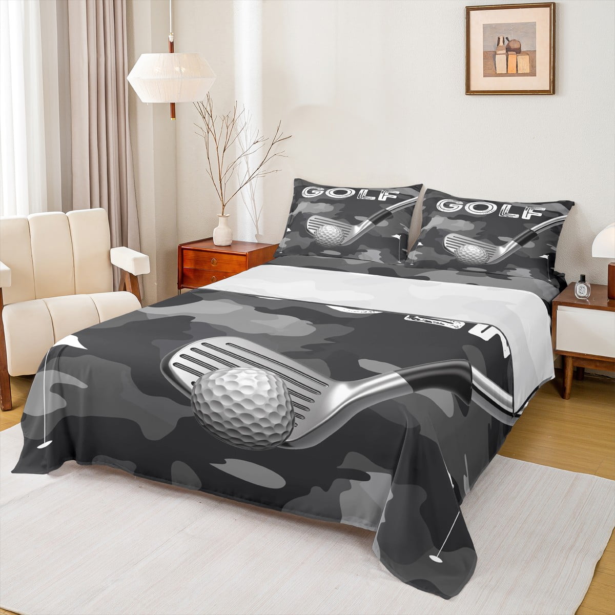 Manfei 3D Golf Bed Sheets for Child, Modern Sports Lover King Sheets ...