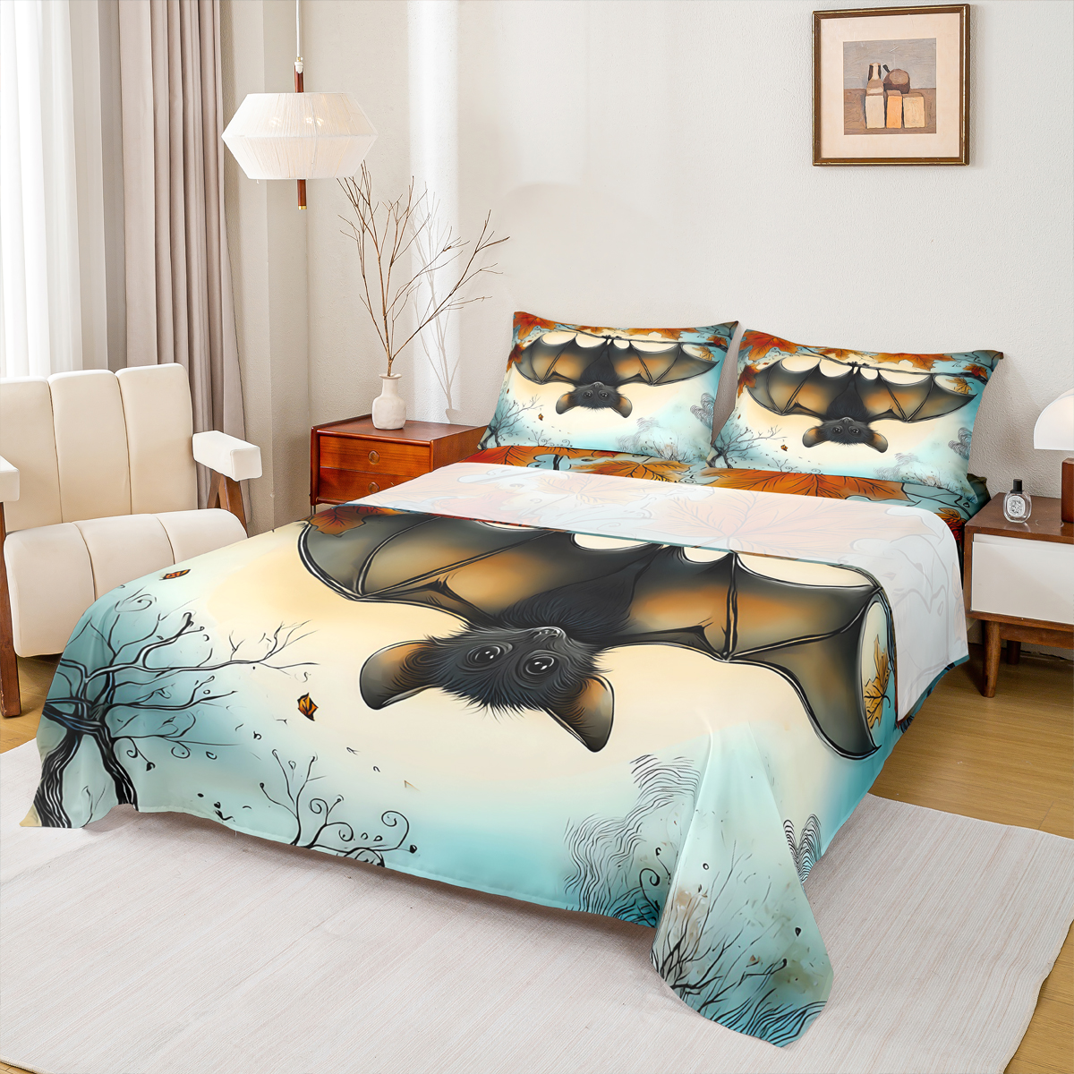 Manfei 3D Gothic Bat Twin Sheet Sets for Kid, Horror Halloween Style ...