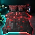 Manfei 3D Hexagon Neon Light Full Size Bedding Sets, Red Glowing Cube ...