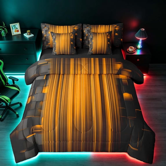 Manfei 3D Neon Stripes Full Size Bedding Sets, Vertical Lines Full Size ...