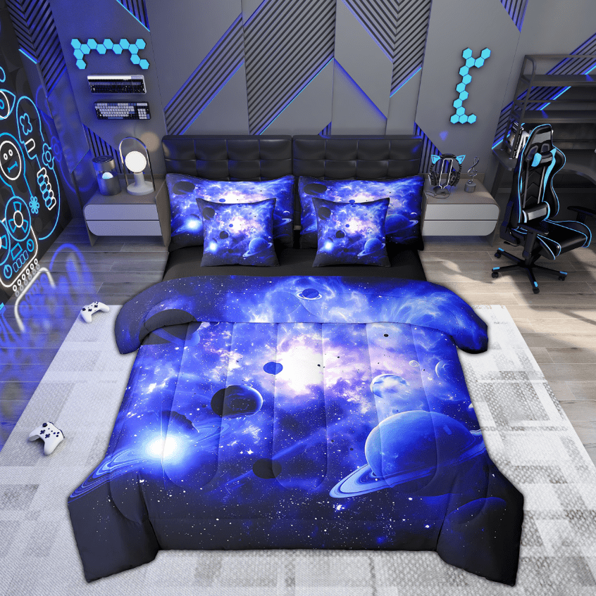 Manfei 3D Outer Space Bed in a Bag Full size, Psychedelic Planet Bed ...