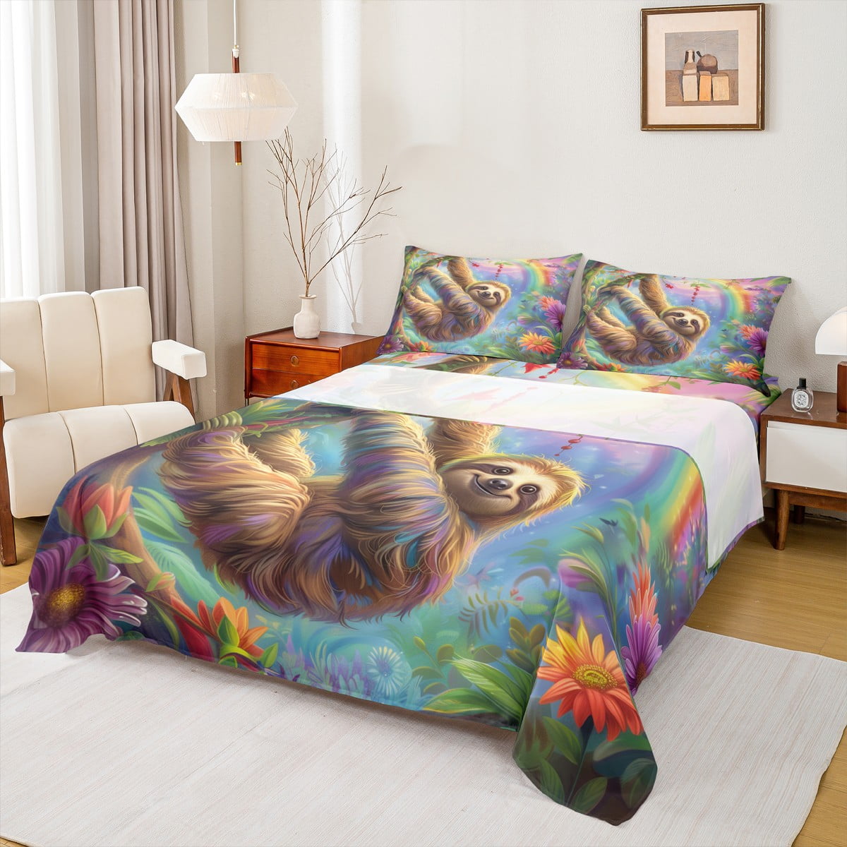 Feelyou 3D Sloth Full Size Sheets, Dreamy Starry Sky Bed Sheets, Animal ...