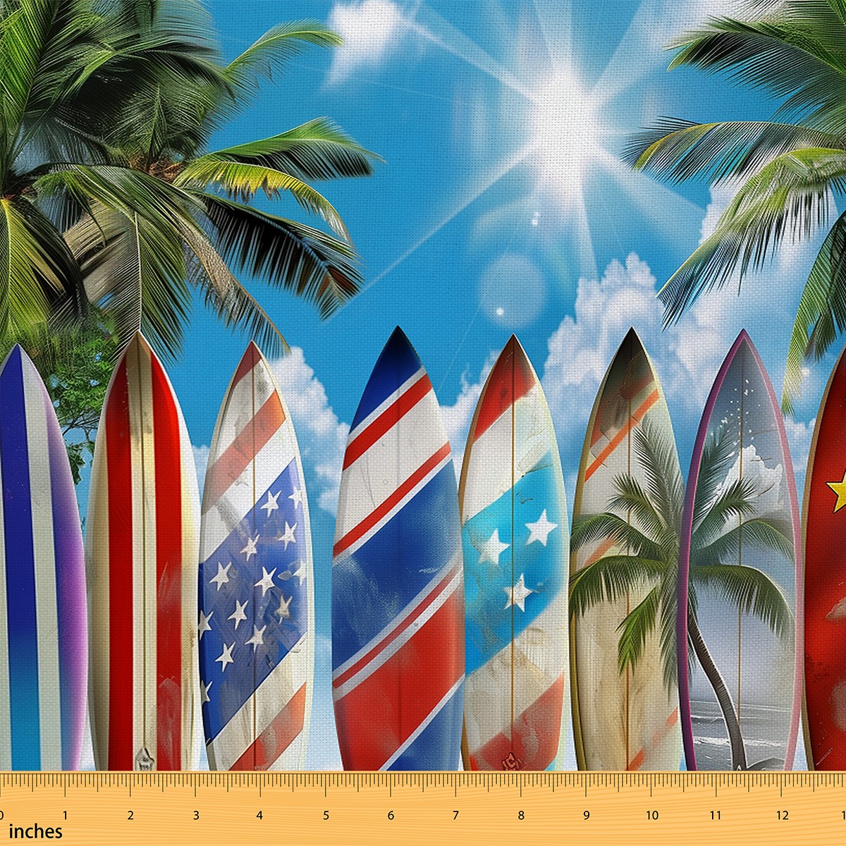 Manfei 3D Surfboard Sewing & Crafting Fabric (3 Yards), Ocean Surfing ...