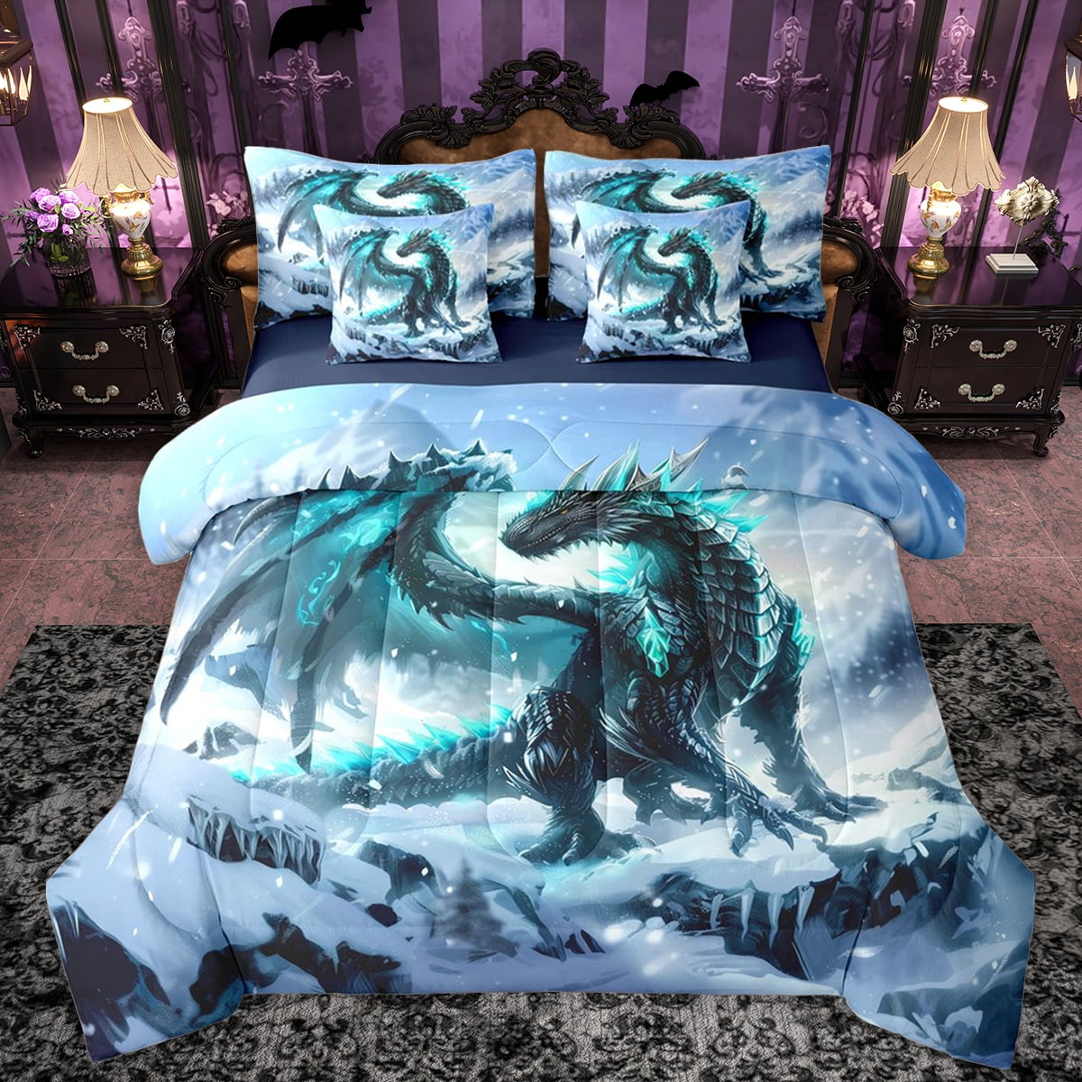 Manfei 3D Wetsern Dragon Bedding Comforter Set 7 Pieces for Teens ...