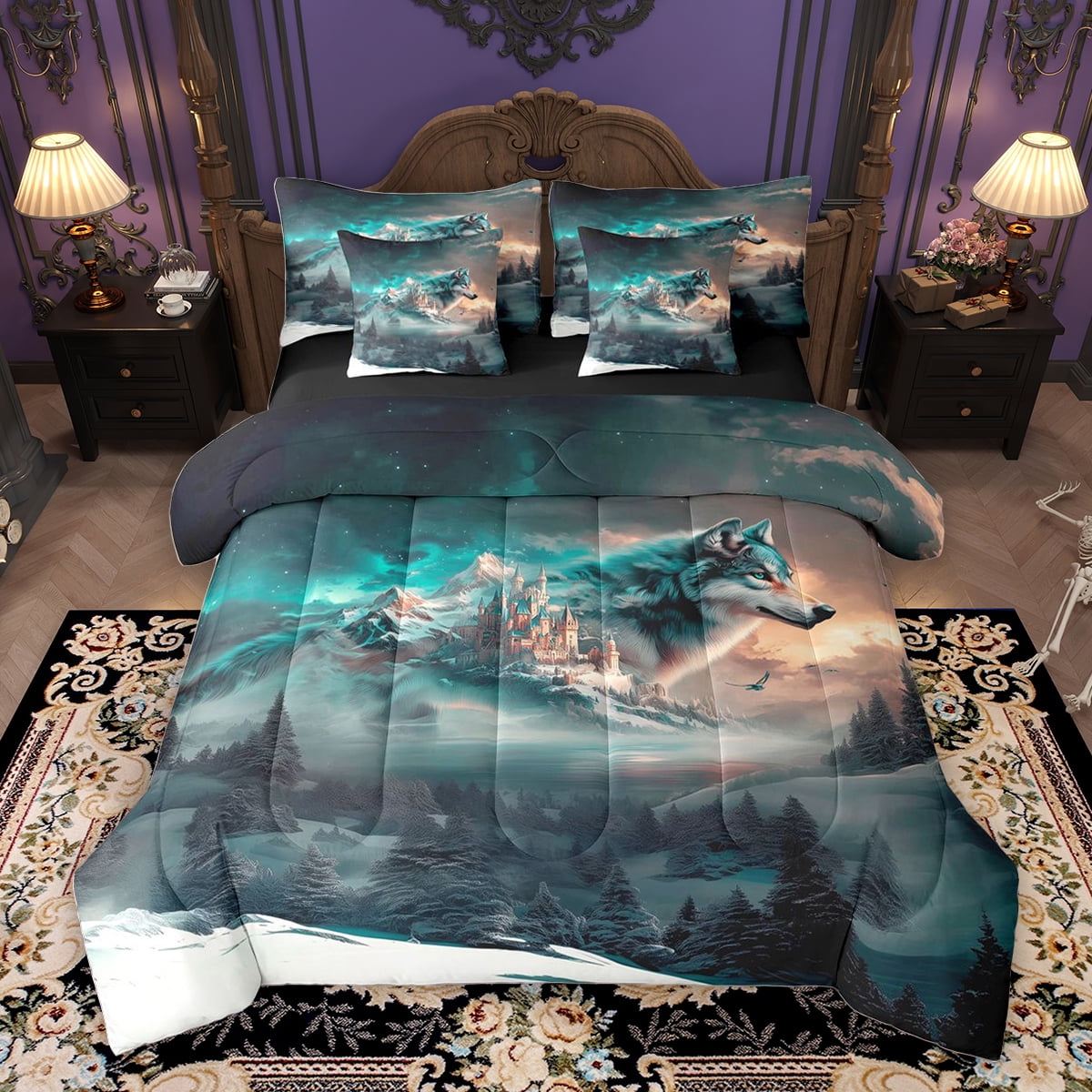 Homewish 3D Wolf Print Twin Bedding Sets 7-Piece for Teens, Rustic ...