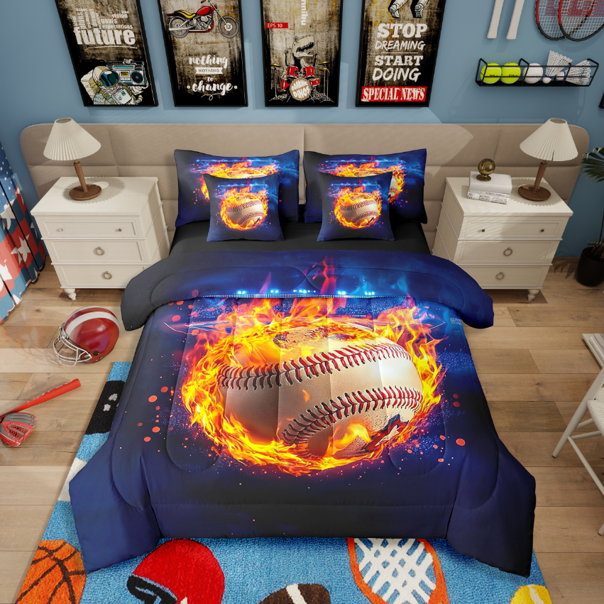 Manfei Abstract Baseball 7-Piece Bedding Comforter Set,Ball Gamer King ...