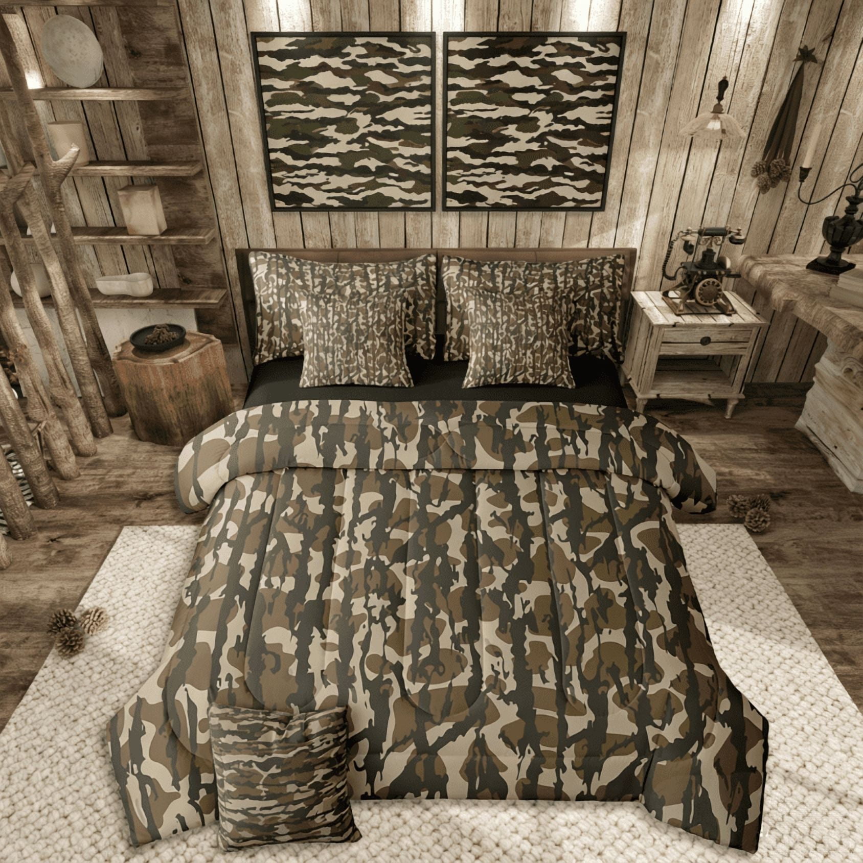 Manfei Abstract Camouflage Bedding Comforter Set 7pcs,Geometric Camo ...