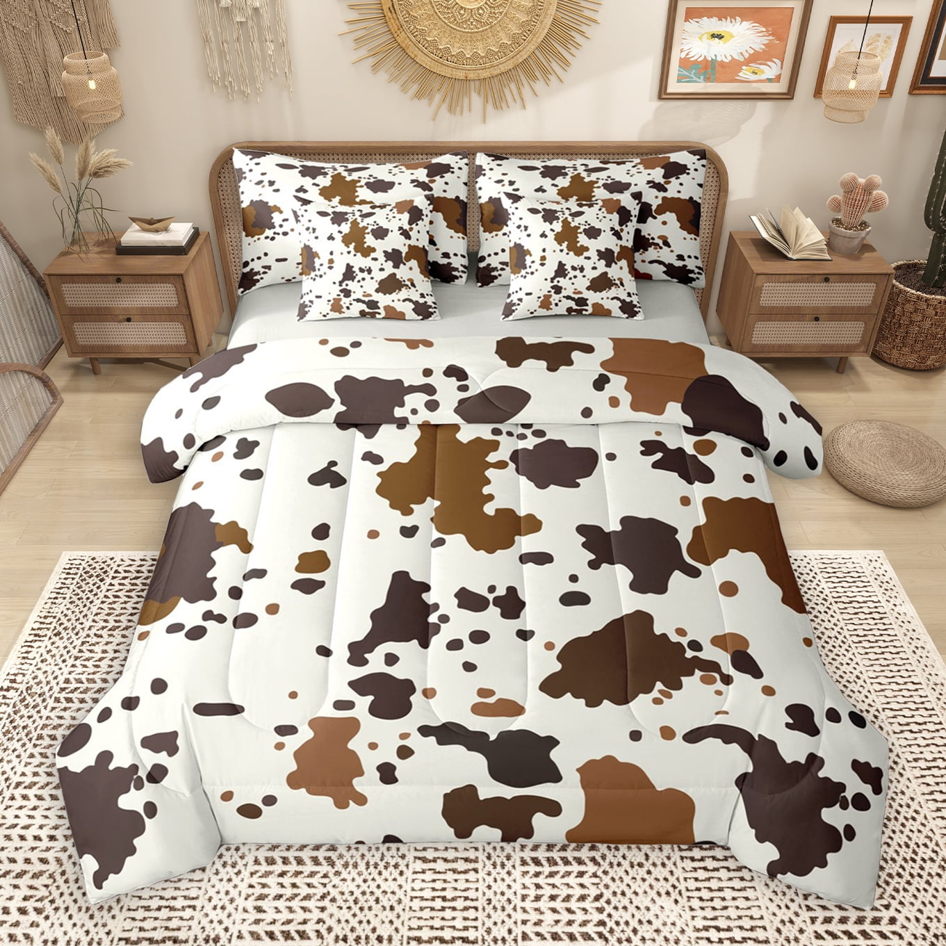 Manfei Abstract Cattle Hide 7-Piece Twin Bedding Sets,Western Rustic ...