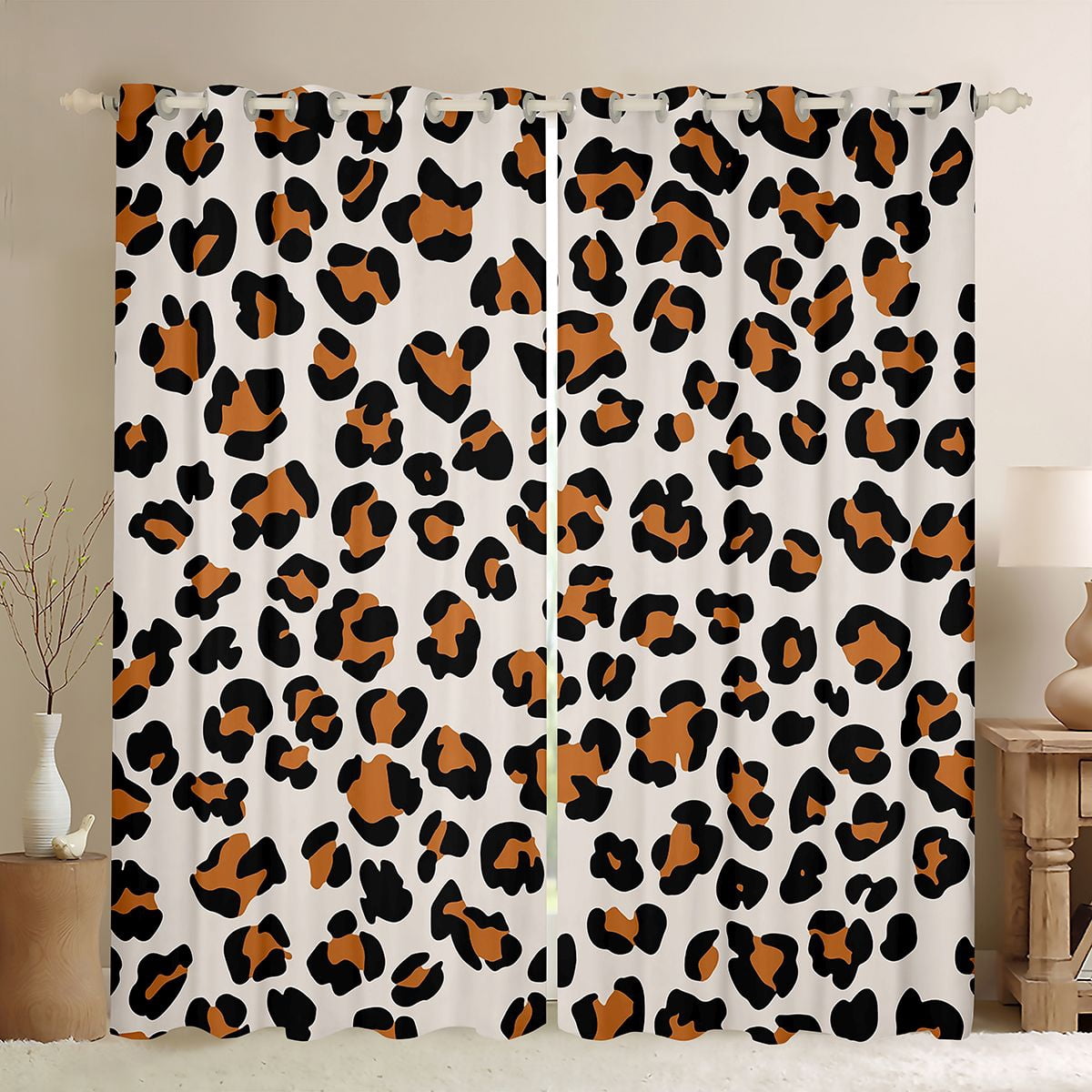 Manfei Abstract Cheetah Print Curtains Pack of 2 (42x84 Each) for Boys ...