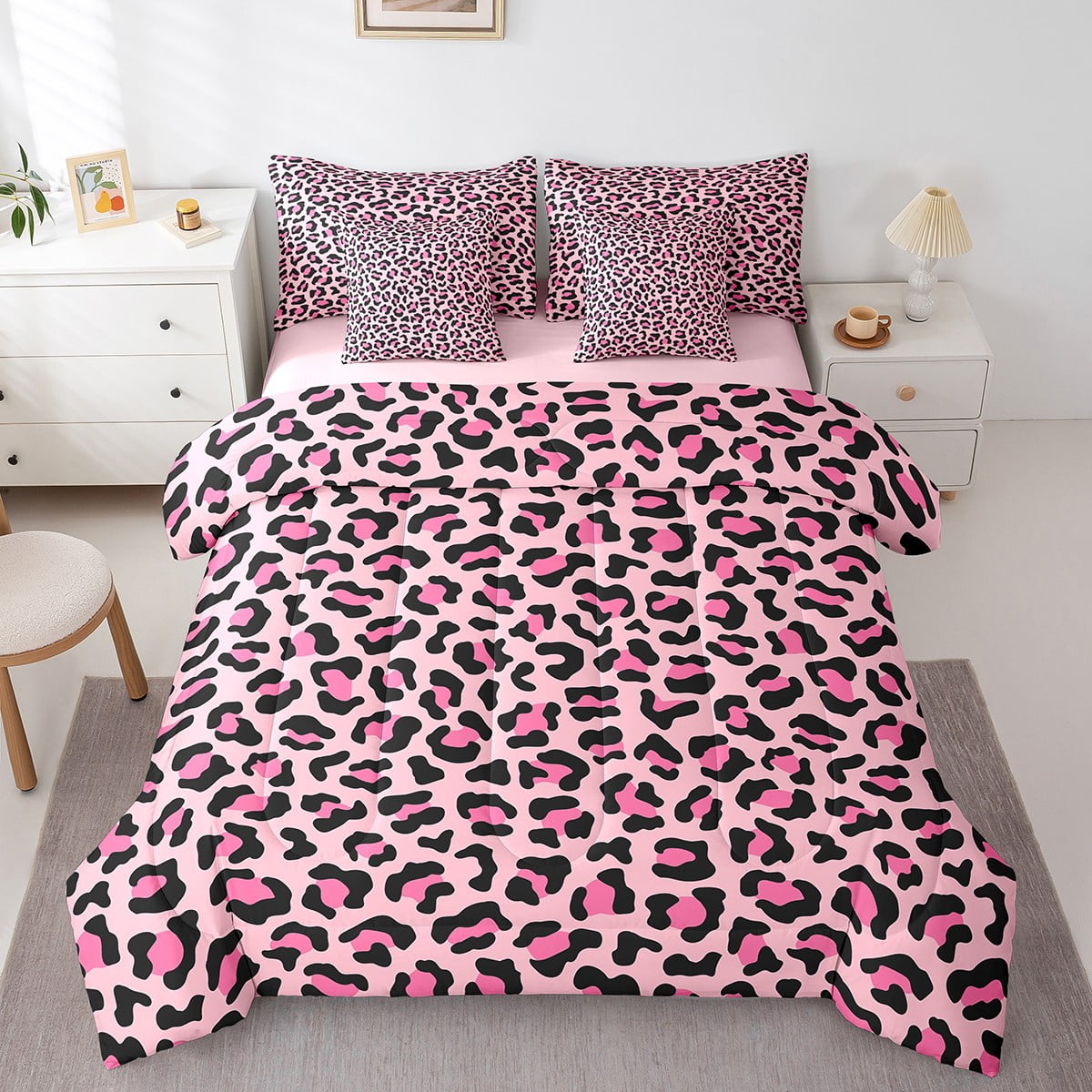 Manfei Abstract Geometric 7pcs Bedding Comforter Set,Animal Print Queen ...
