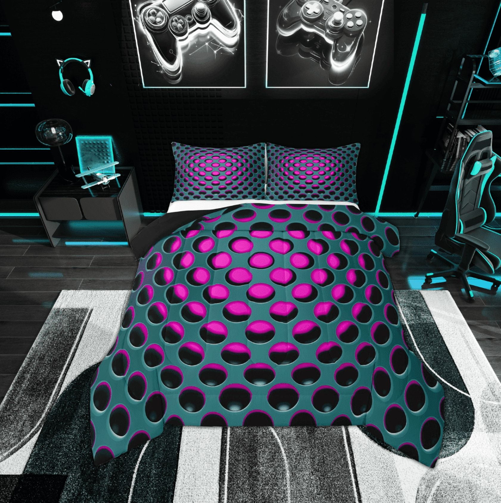 Manfei Abstract Geometric Geometric Bedding Comforter Set,Stereoscopic ...