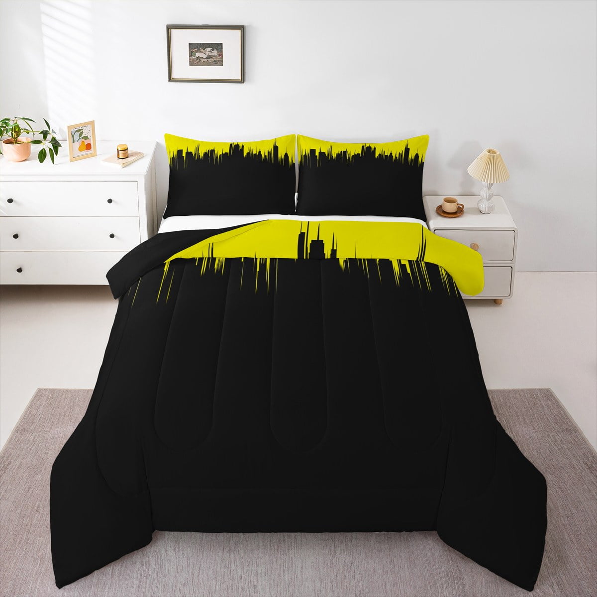 Manfei Abstract Geometry Aesthetic Queen Comforter Set,Minimalism ...