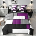 Manfei Abstract Grid Full Size Bedding Sets, Plum Purple Checkered Full ...