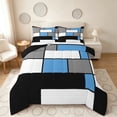 Manfei Abstract Grid Queen Comforter Set, Light Blue Checkered ...