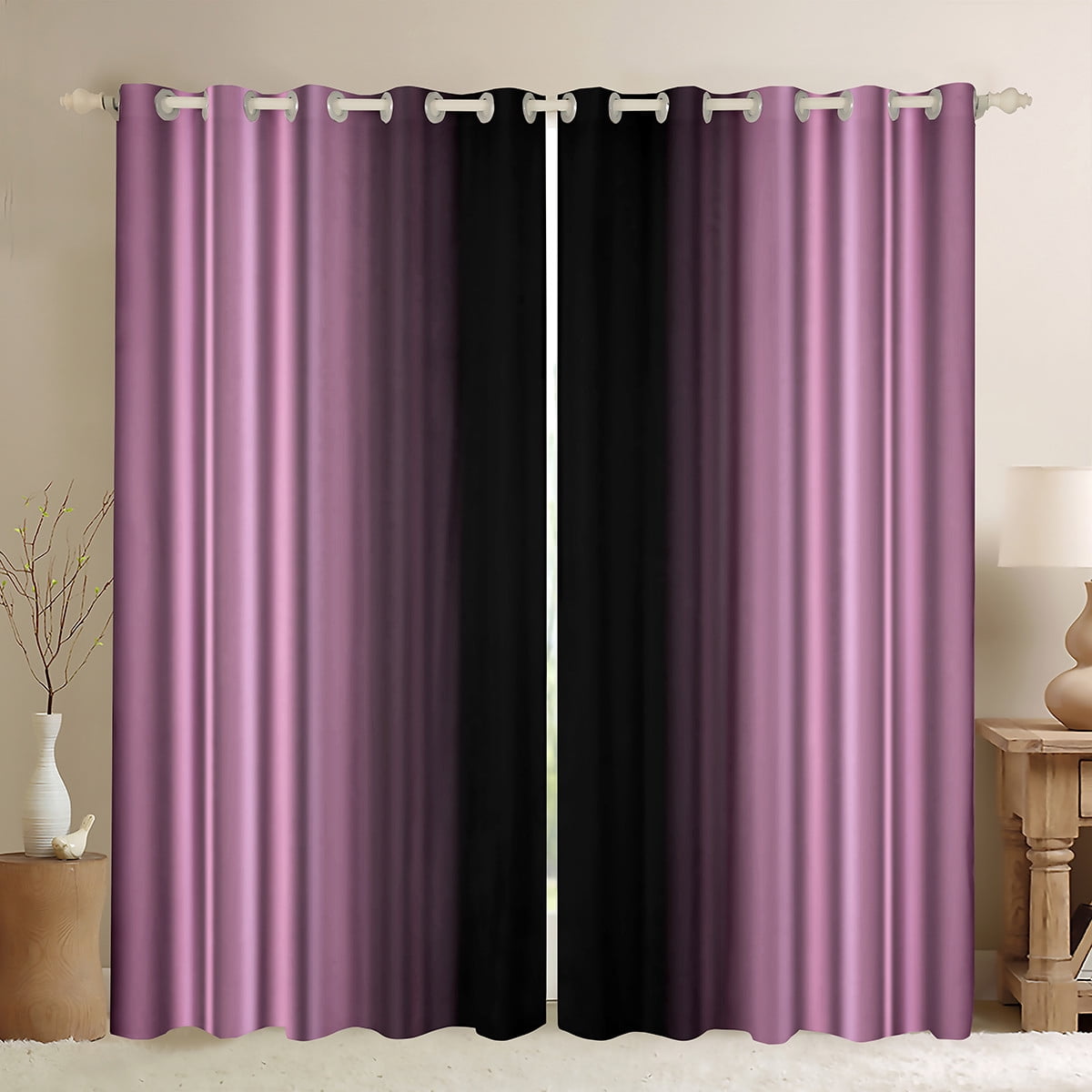 Manfei Abstract Ombre Curtains Pack of 2 (42x84 Each),Geometric Stripes ...