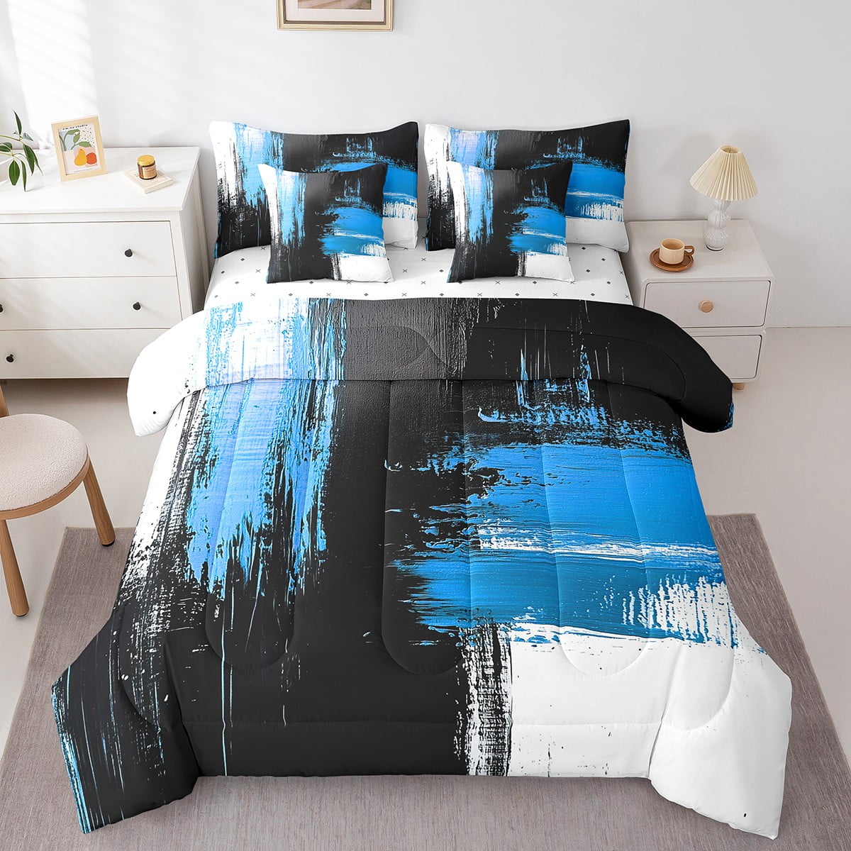 Manfei Abstract Splashing Ink Bed in a Bag Twin Size,Modern Aesthetic ...