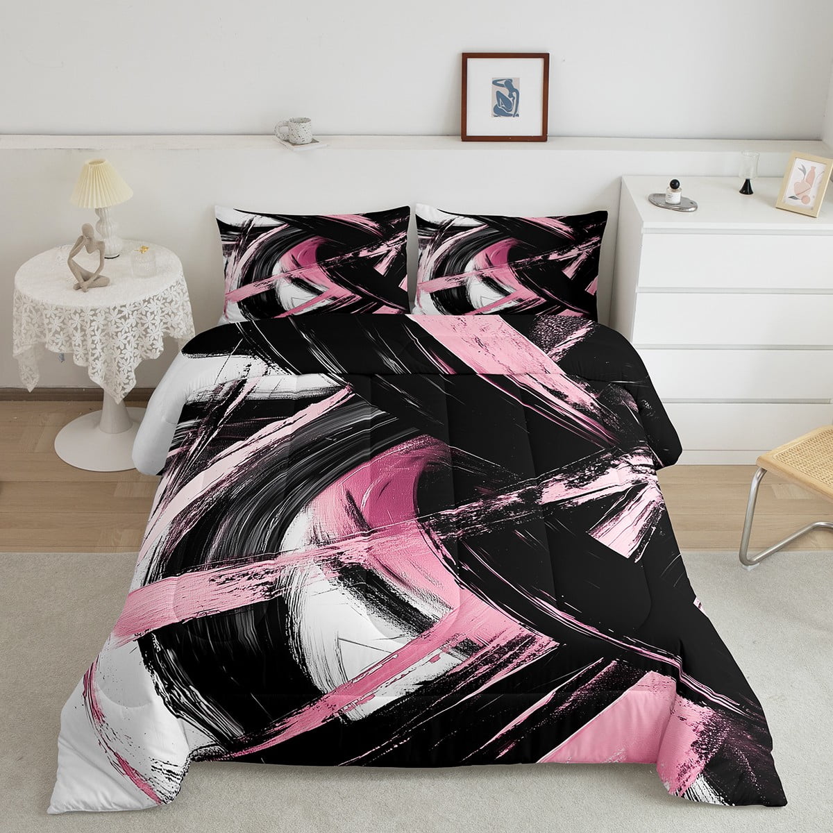 Manfei Abstract Stripes Art Comforter Sets Twin Size,Minimalism ...