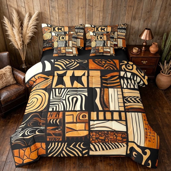 Manfei African Tribal Block Full Size Bedding Sets, Exotic Style Full ...