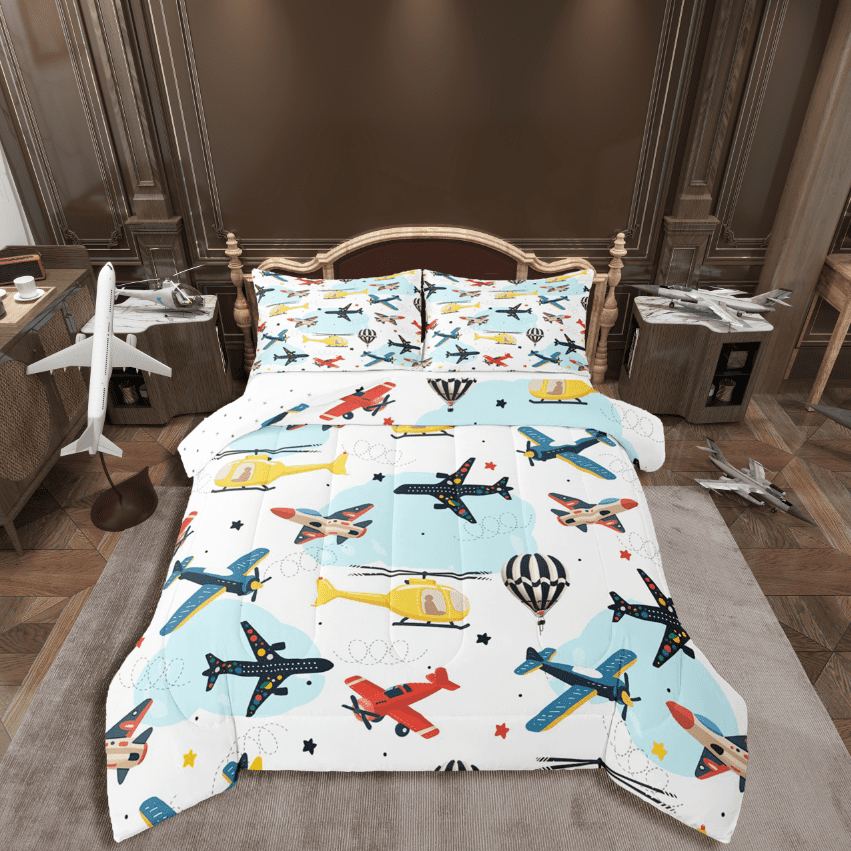 Manfei Aircraft Airplane 3 Pieces Queen Comforter Set,Transportation ...