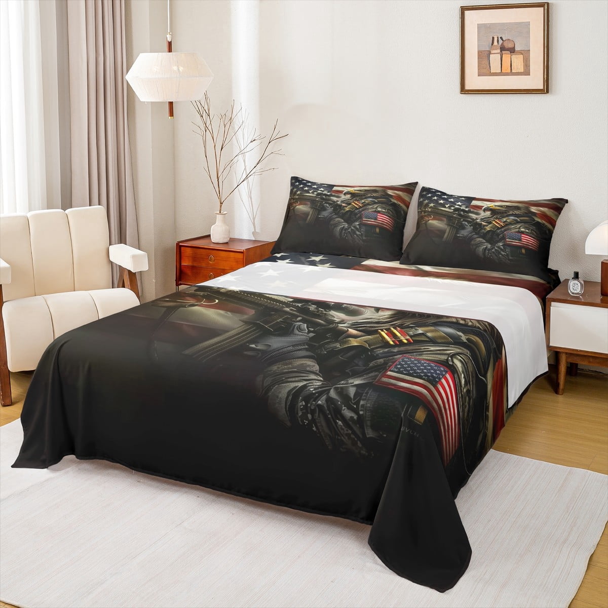 Manfei American Eagle Full Size Sheets,American Flag Camo Bed Sheets ...