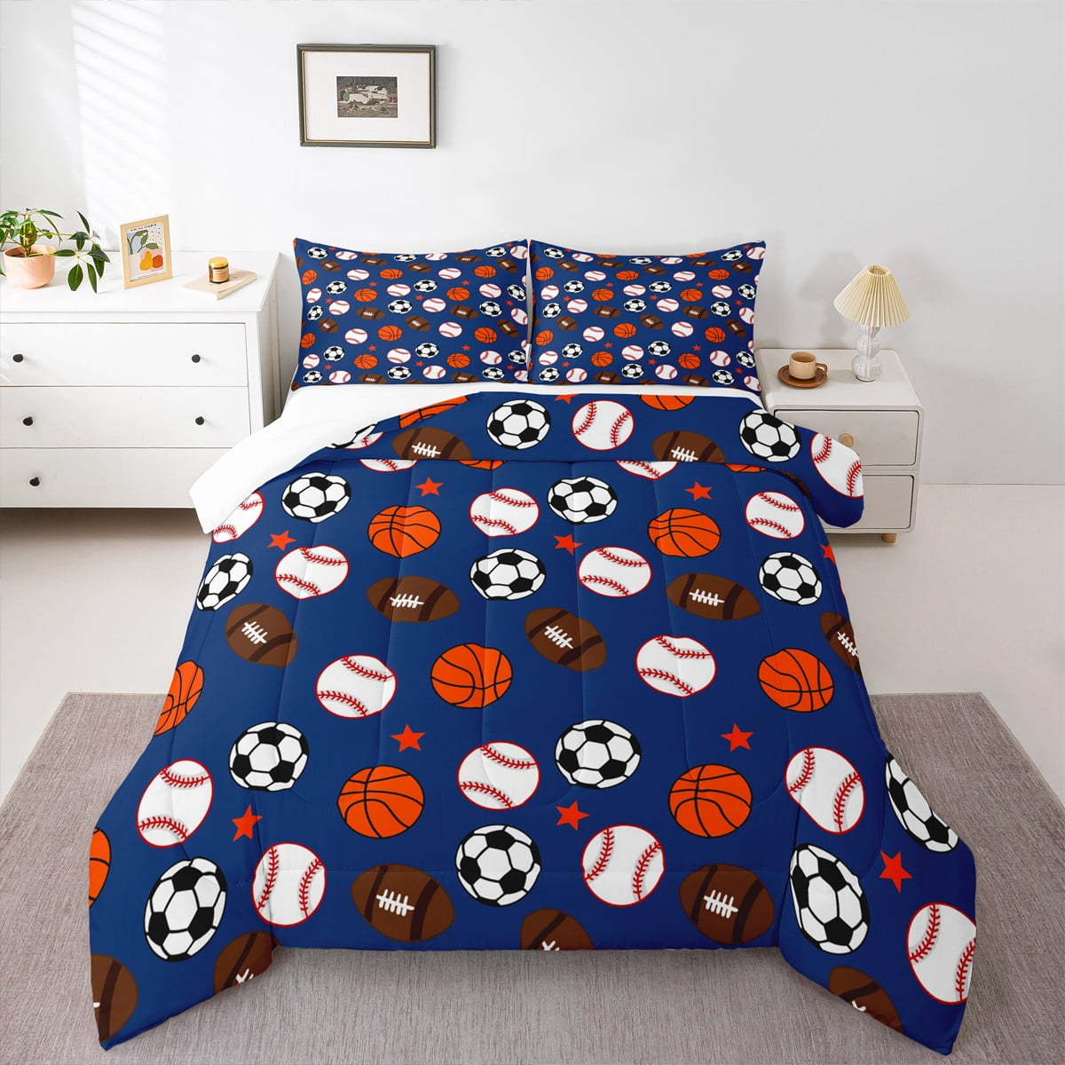 Manfei American Rugby Games Baseball King Size Comforter Sets,Teens ...