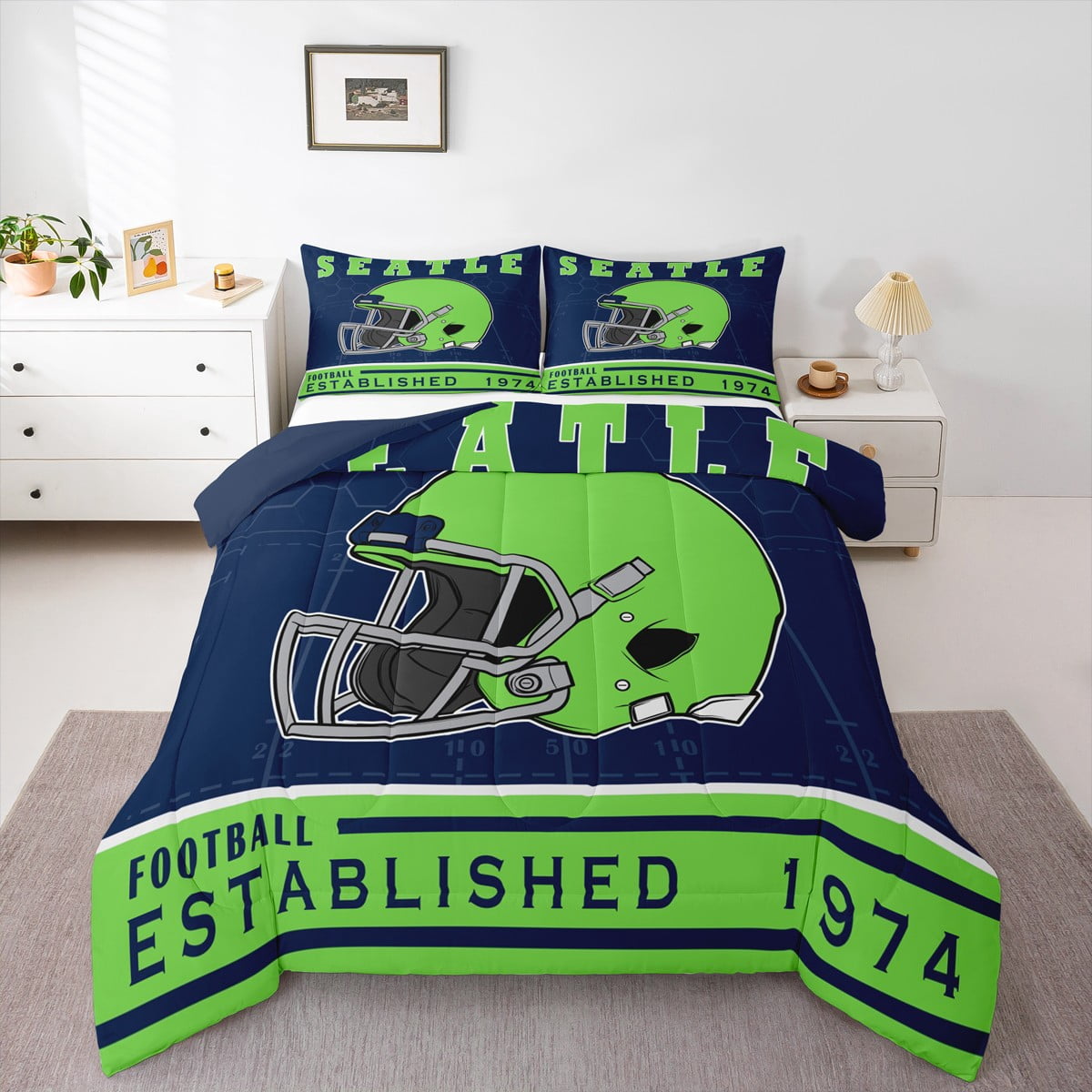 Manfei American Football City Bedding Twin Comforter Set,Seatle Down ...