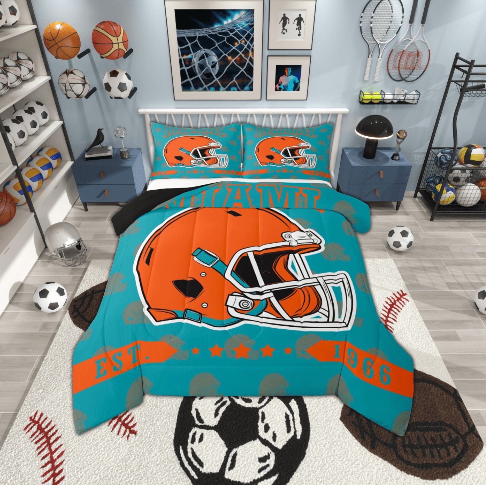 Manfei American Football City Full Size Comforter Sets,Miami Bedding ...