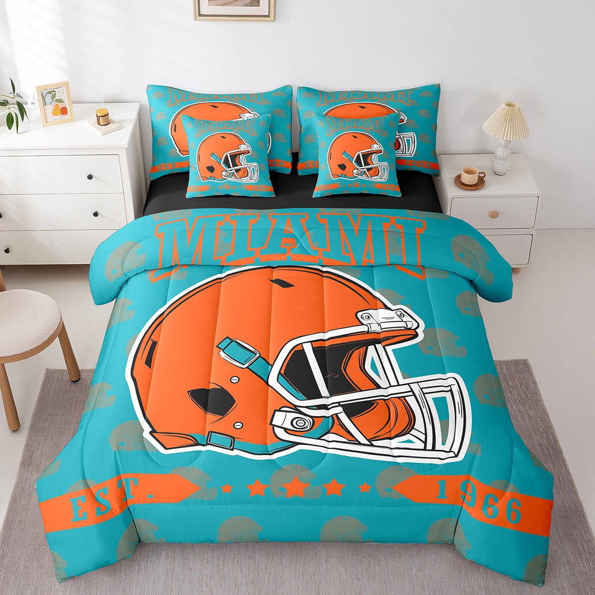 Manfei American Football City Twin Bedding Sets 7-Piece,Miami Bedding ...