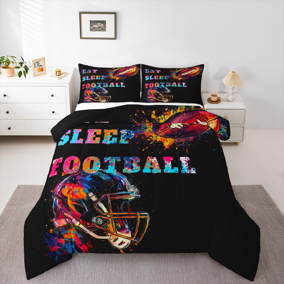 Manfei American Football Full Size Comforter Sets,Teens Rugby Sport ...