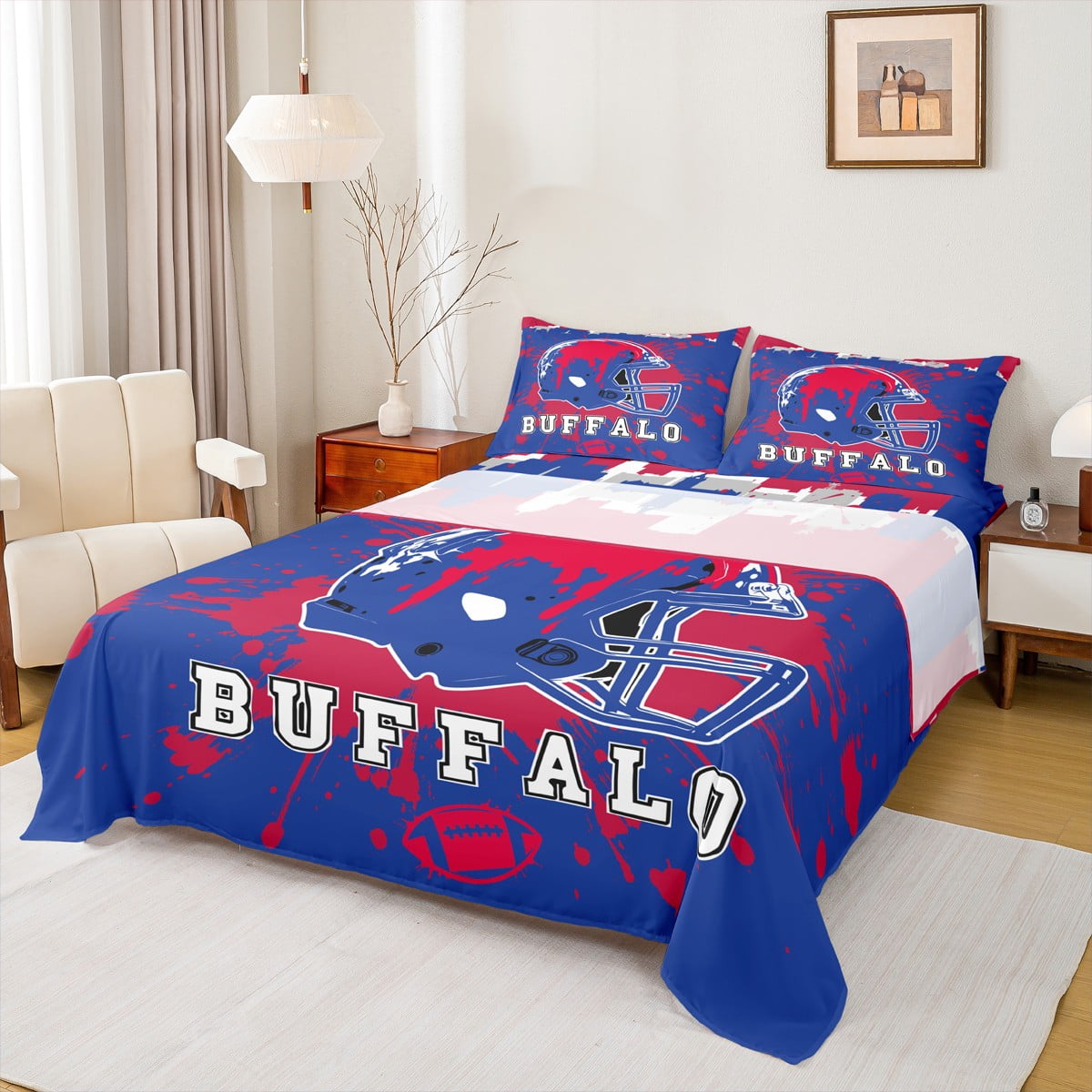 Manfei American Football Full Size Sheets 4-Piece for Kids Teens, Rugby ...