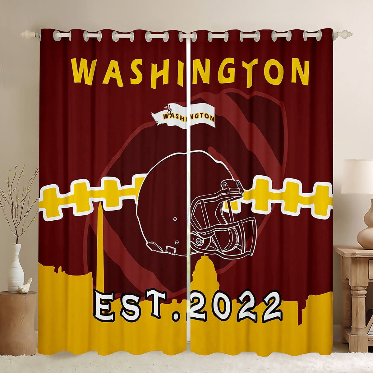 Manfei American Football Silhouette Curtains Pack of 2 (52x63),Rugby ...