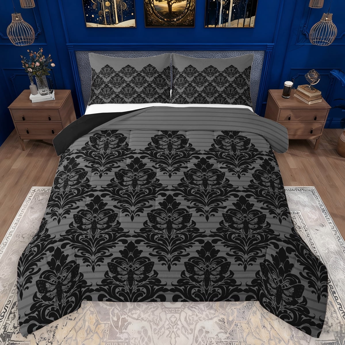 Manfei Ancient Damask Jacquard Bedding Comforter Set,Victorian Baroque ...