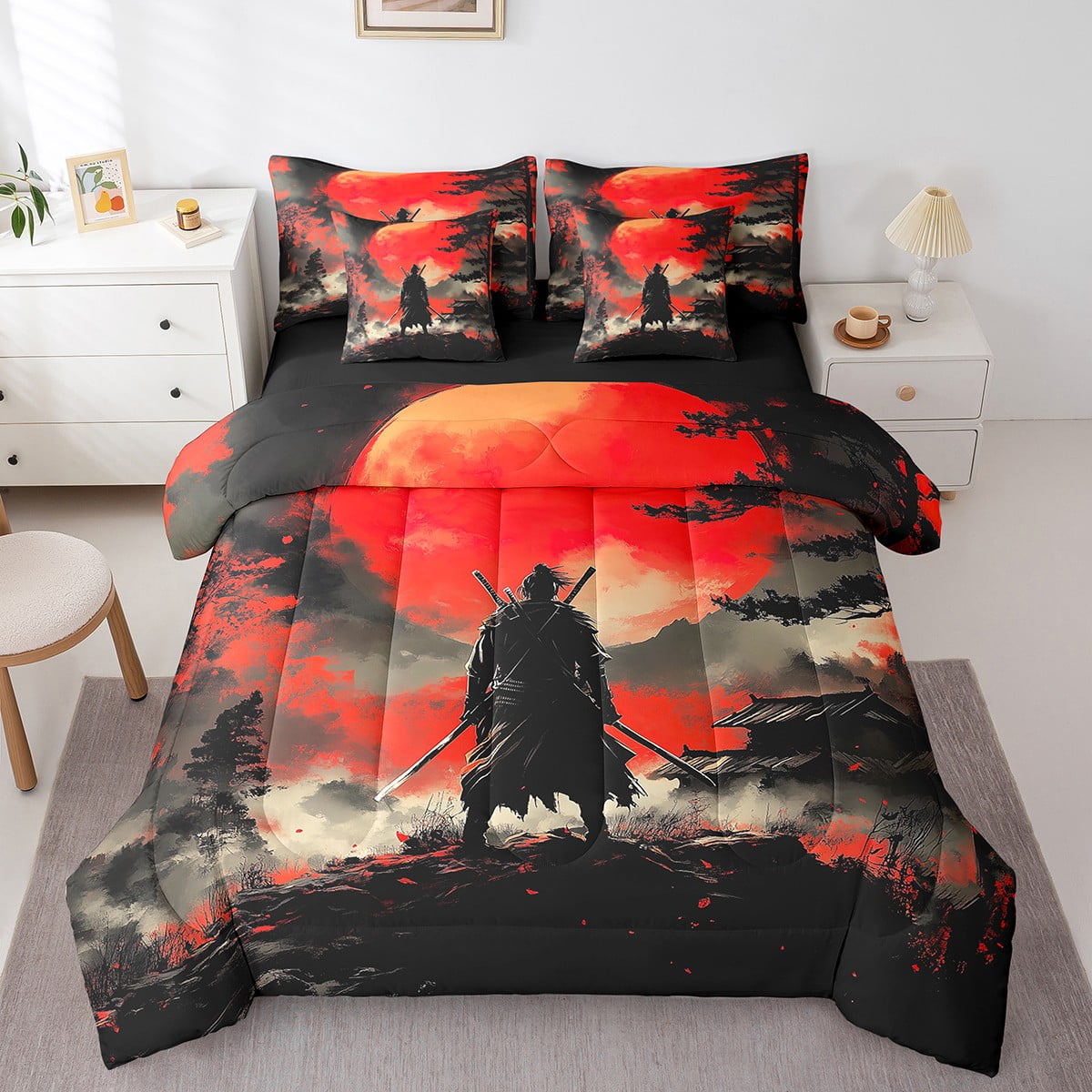 Manfei Ancient Samurai Bedding Full Size, Tokyo Warrior Bedding Sets ...
