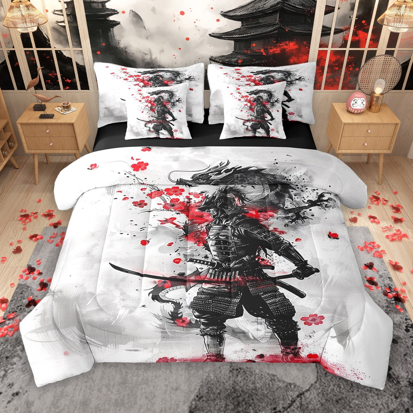 Manfei Ancient Tokyo Worrior 7-Piece Bedding Comforter Set for Boys ...