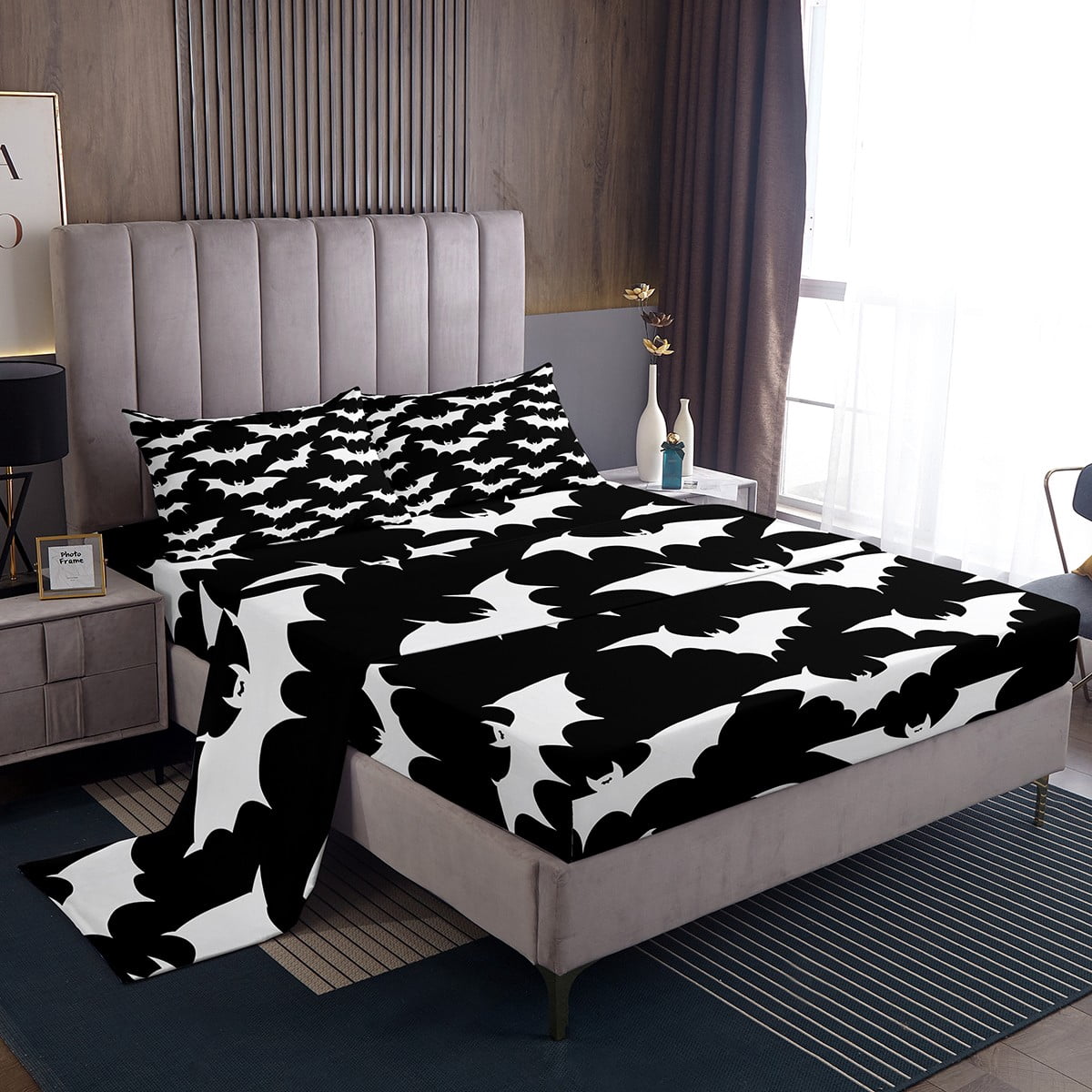 Manfei Animal Bat Bed Sheets Set Queen Size,Happy Halloween Bedding ...