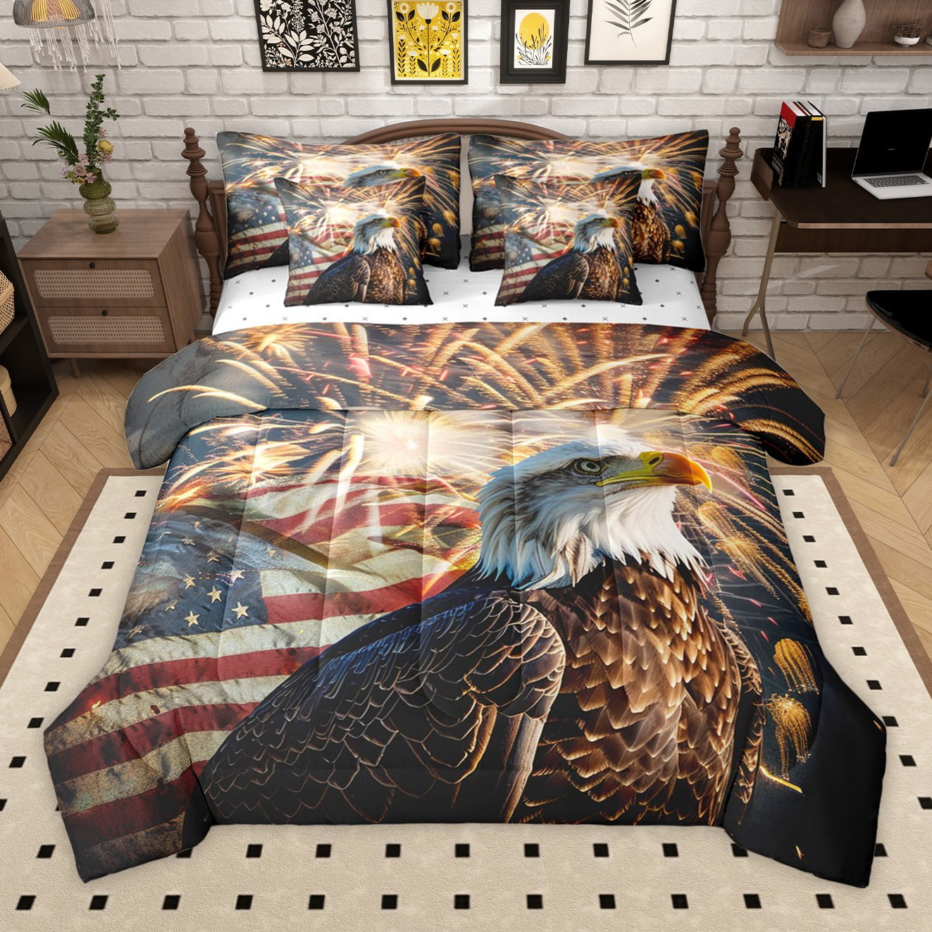 Manfei Animal Eagle 7-Piece Bedding Comforter Set for Teens Female Men ...