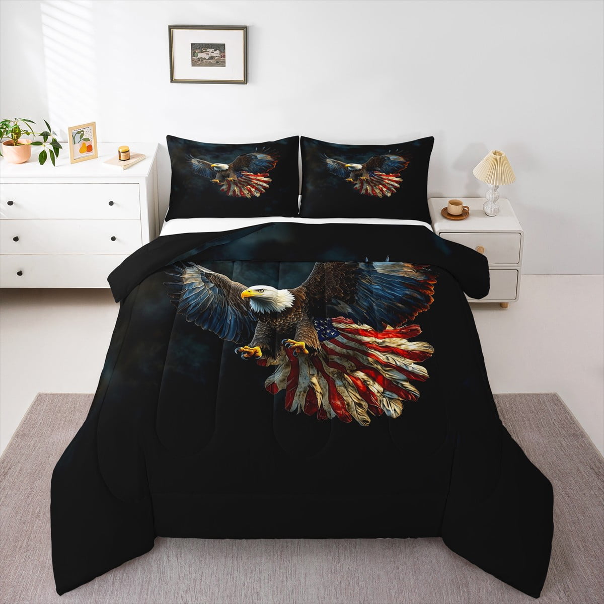 Manfei Animal Hawk 2pcs Bedding Comforter Set,USA Flag Twin Comforter ...
