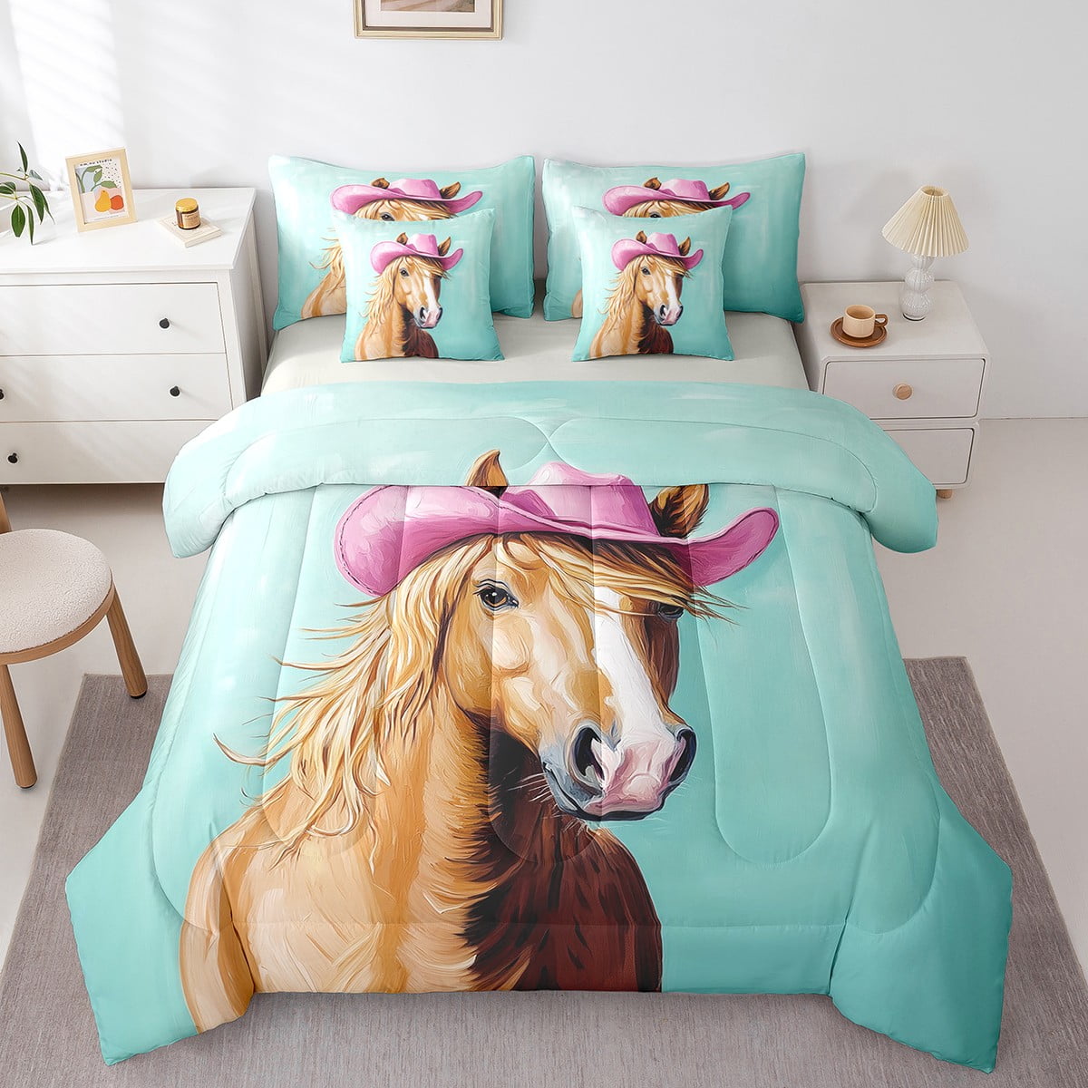 Manfei Animal Horse 7pcs Bedding Comforter Set,Western Theme Queen ...