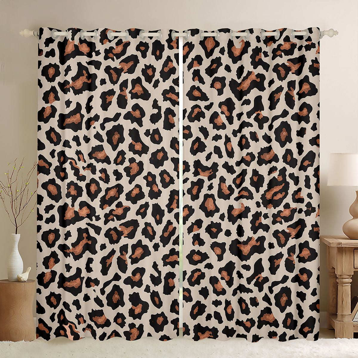 Manfei Animal Leopard Print Curtains Pack of 2 (42x84 Each) for Female ...