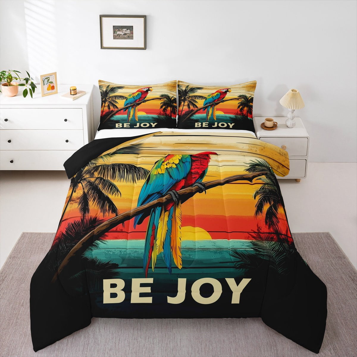 Manfei Animal Parrot 3-Piece Full Size Comforter Sets,Rustic Cabin ...