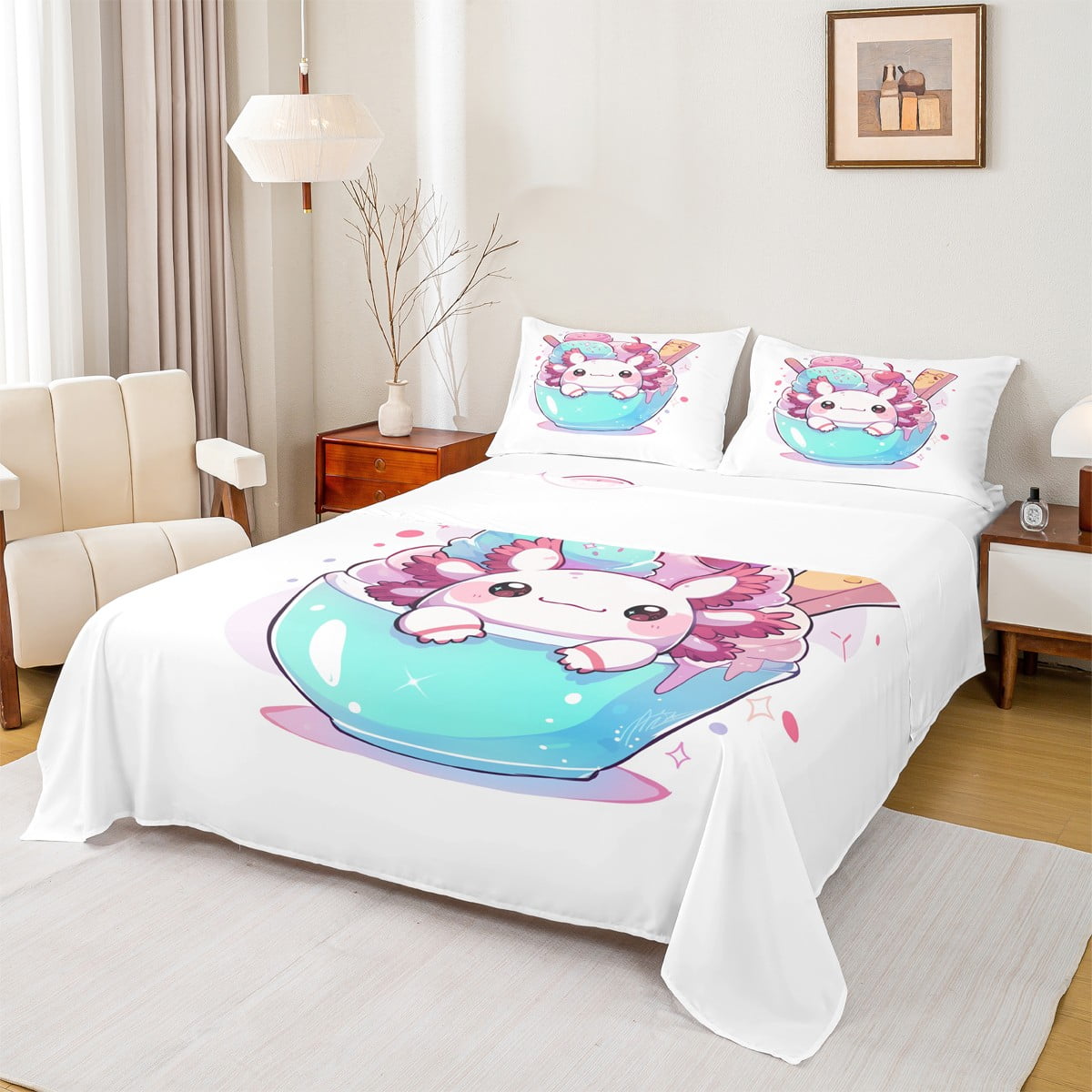 Manfei Animal Salamander 4-Piece Full Size Sheets,Sweet Ice Cream Bed ...
