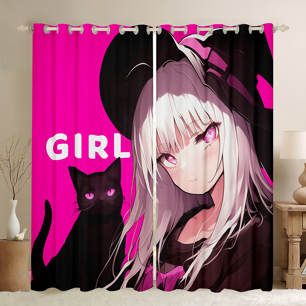 Manfei Anime Ptincess Curtains for Living Room, Cartoon Tokyo Girls ...