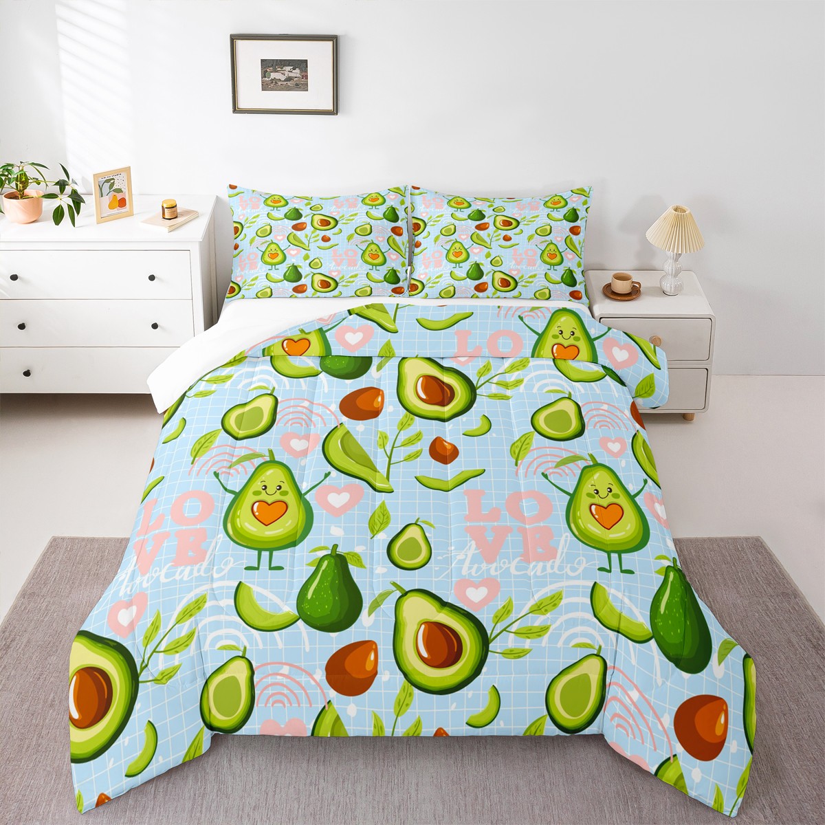 Manfei Avocado Bedding Comforter Set,Cute Fruit Twin Comforter Sets ...
