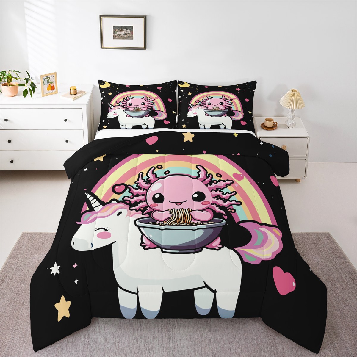 Manfei Axolotl Unicorn 2pcs Bedding Comforter Set,Oriental Food Ramen ...